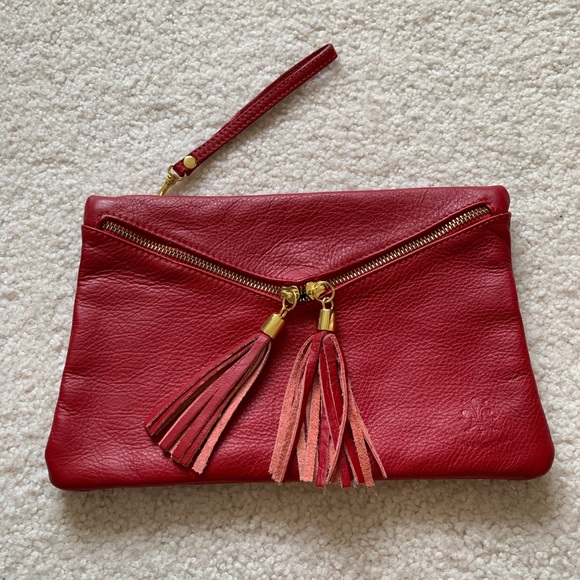 Bags | Convertible Red Leather Envelope Purse | Poshmark